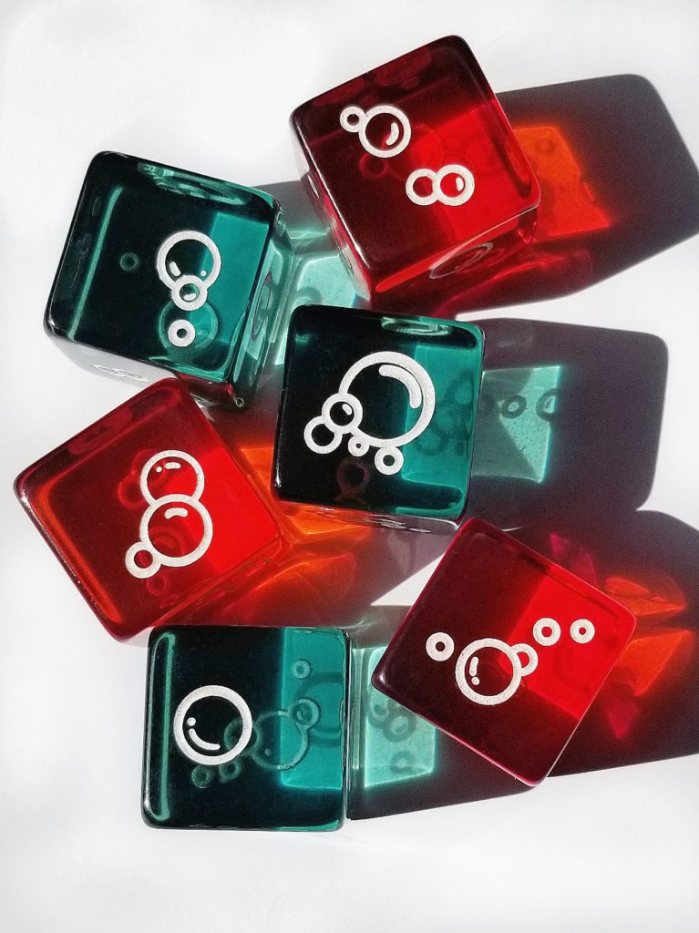 Soda Pop Bubbles - Set of One Red & One Green D6 - DiceMakers.com