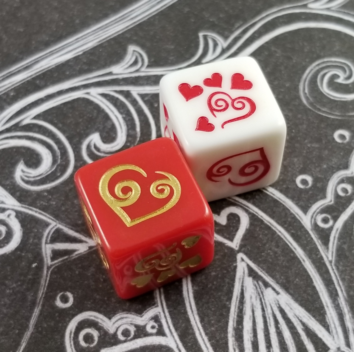 Heart Dice, Set of 2 - D6 - valentines, love, wedding - DiceMakers.com