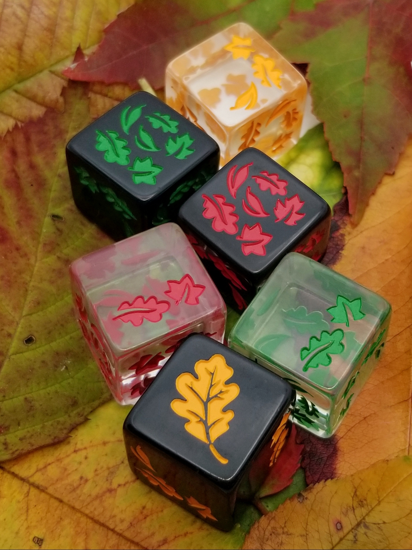 Autumn Leaf / Druid Dice, Set of 2 - D6 - DiceMakers.com