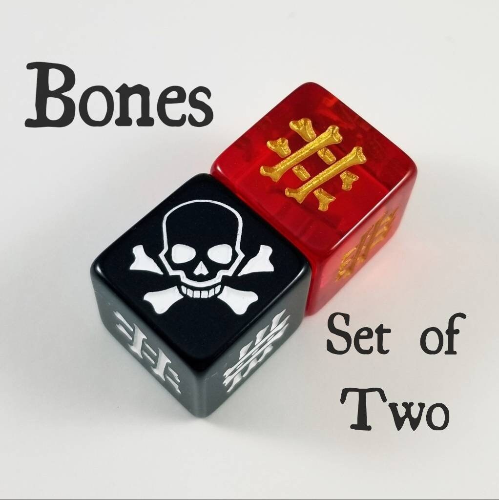Jolly Roger Bone Dice, Set of 2 - D6 - Bones, Pirate Dice - DiceMakers.com