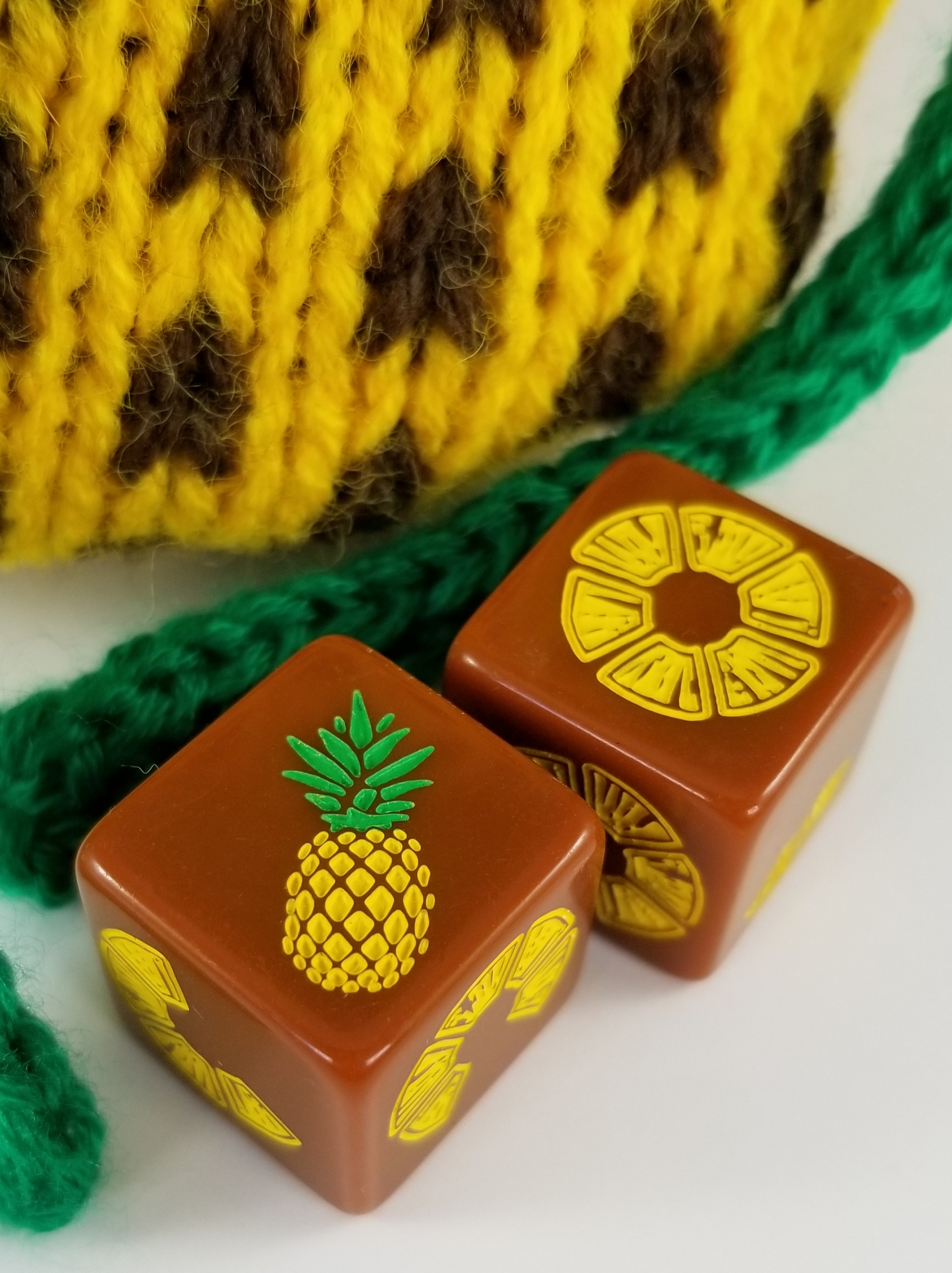 Pineapple Dice with Matching Knit Dice Bag - DiceMakers.com