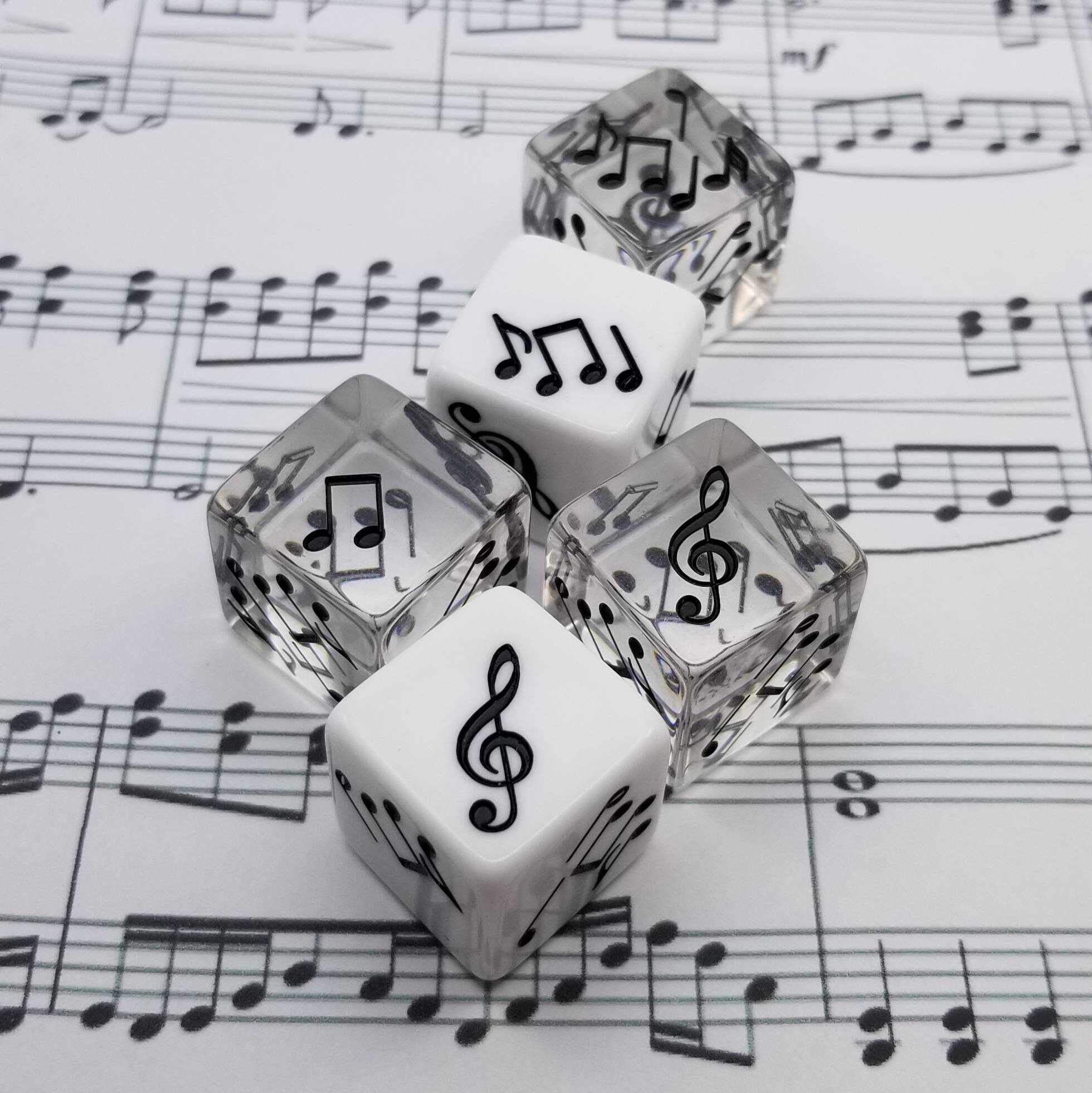 Music Note/Bard Dice, Set of 2, 19mm - D6 - DiceMakers.com