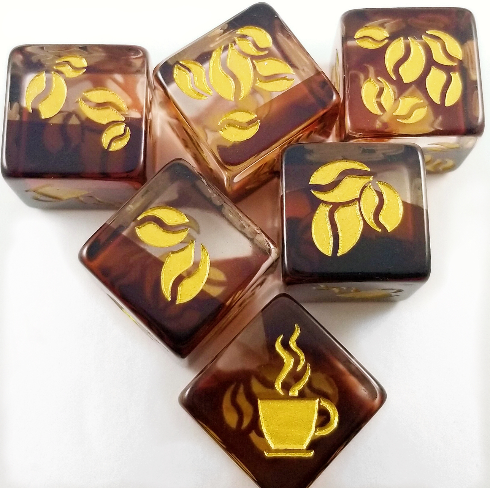 Hand-Dyed Coffee Dice, Set of 2 - D6 - DiceMakers.com