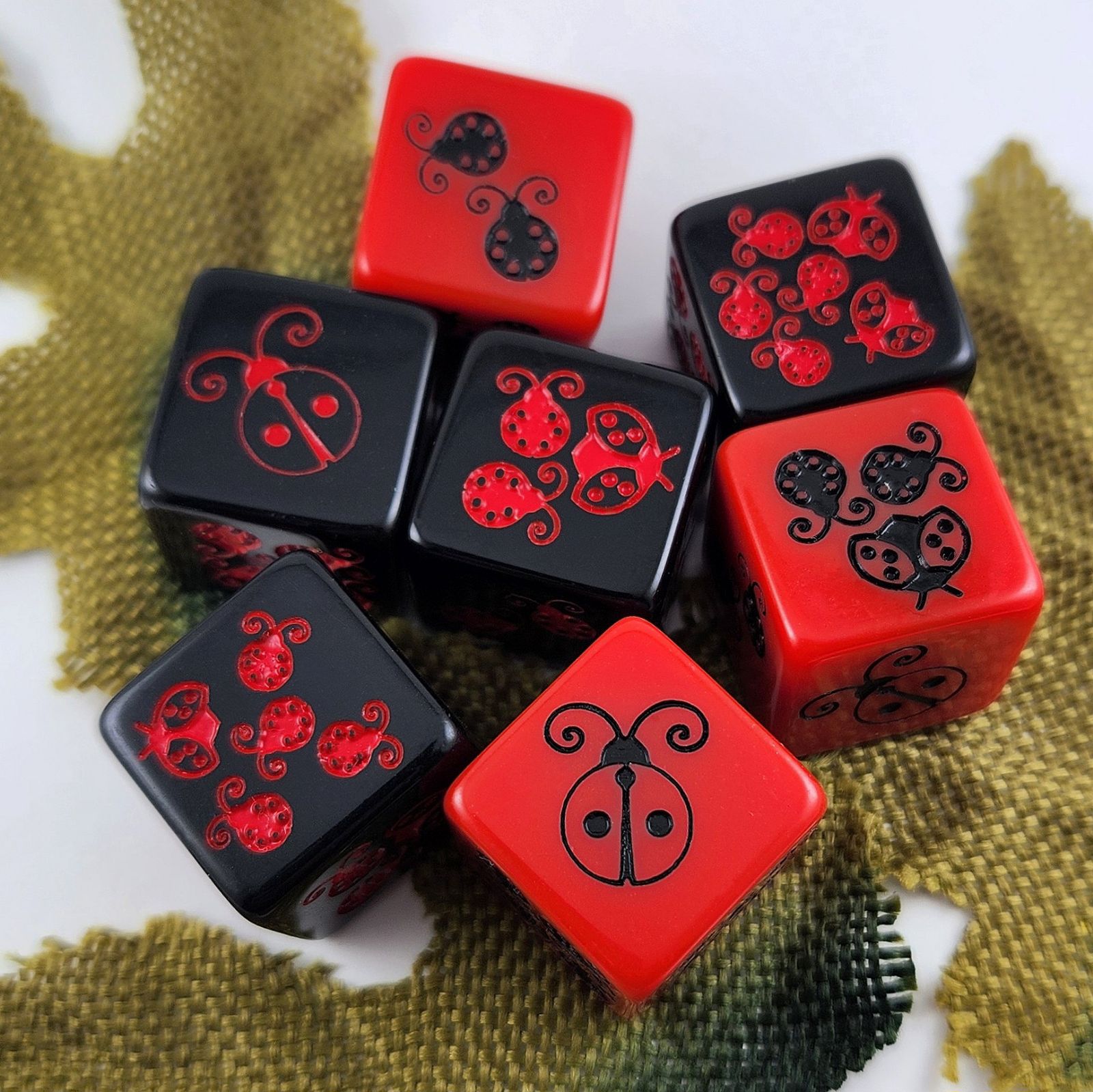 Ladybug Dice, Set of 2 - D6 - DiceMakers.com
